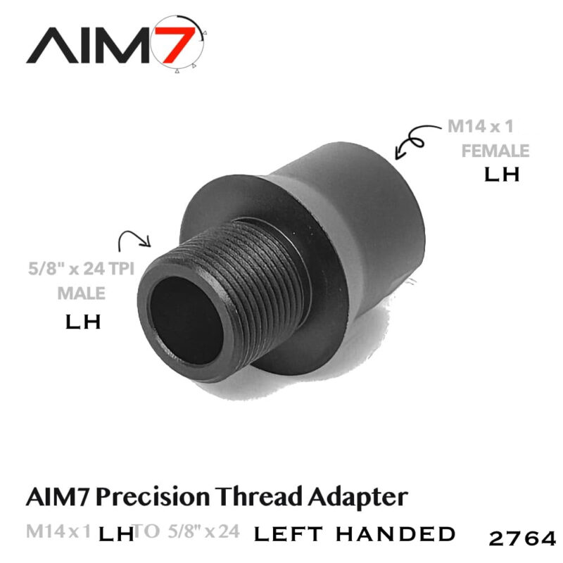 AIM7 Precision Thread Adapter – M14 x 1 LH to 5/8″ x 24 LH - AIM7 Tactical
