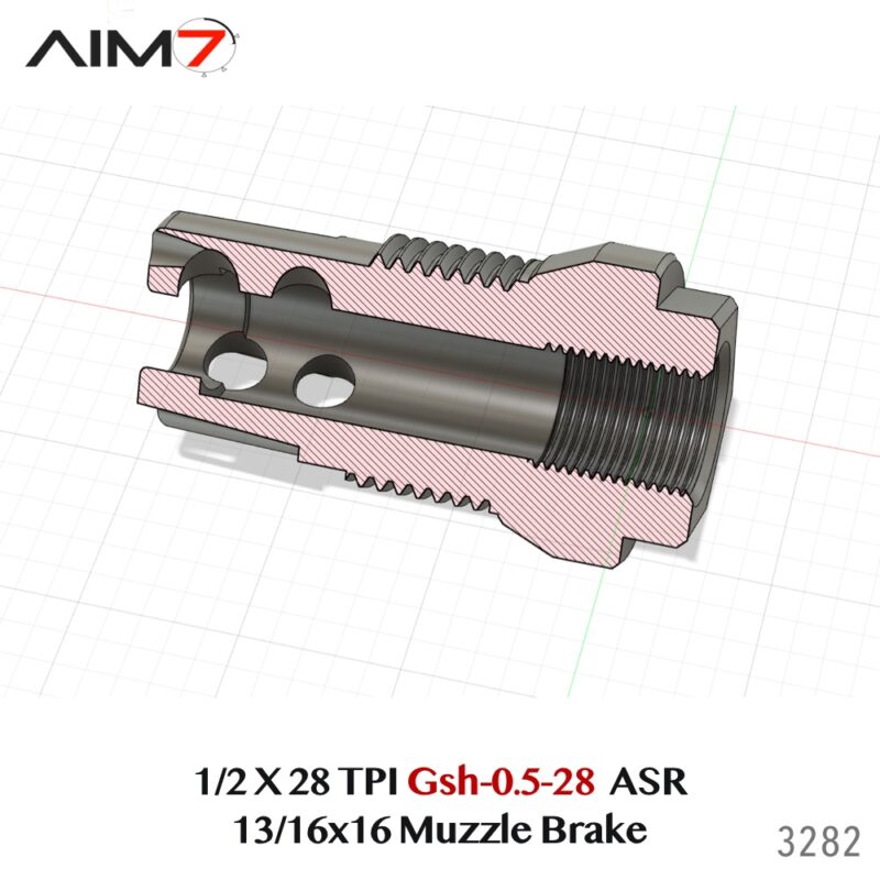 AIM7 Gsh-0.5-28 ASR Muzzle Brake 1/2 x28" .223/556/9mm - AIM7 Tactical